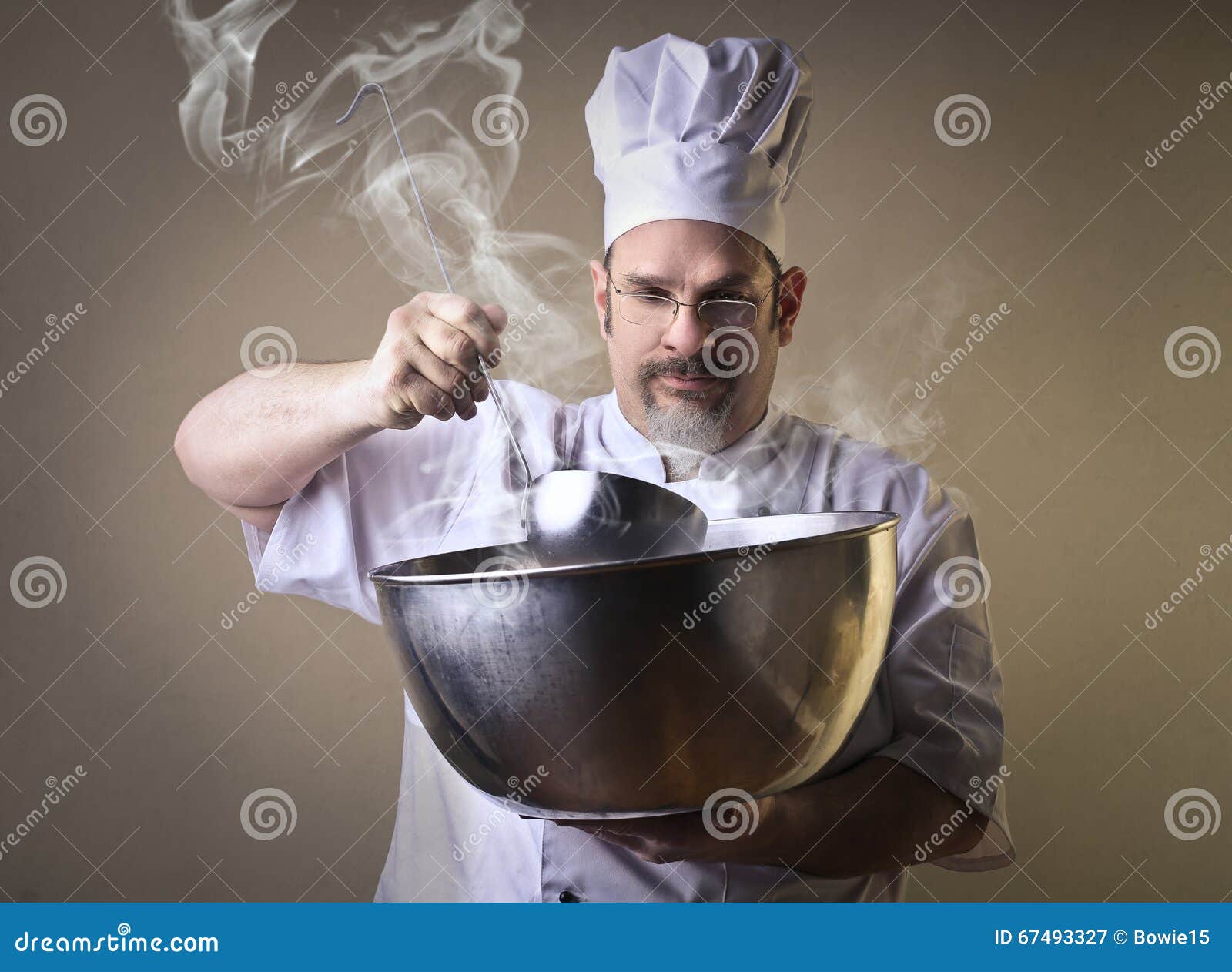 Chef Cooking on a Casserole Stock Image - Image of portrait, taste ...