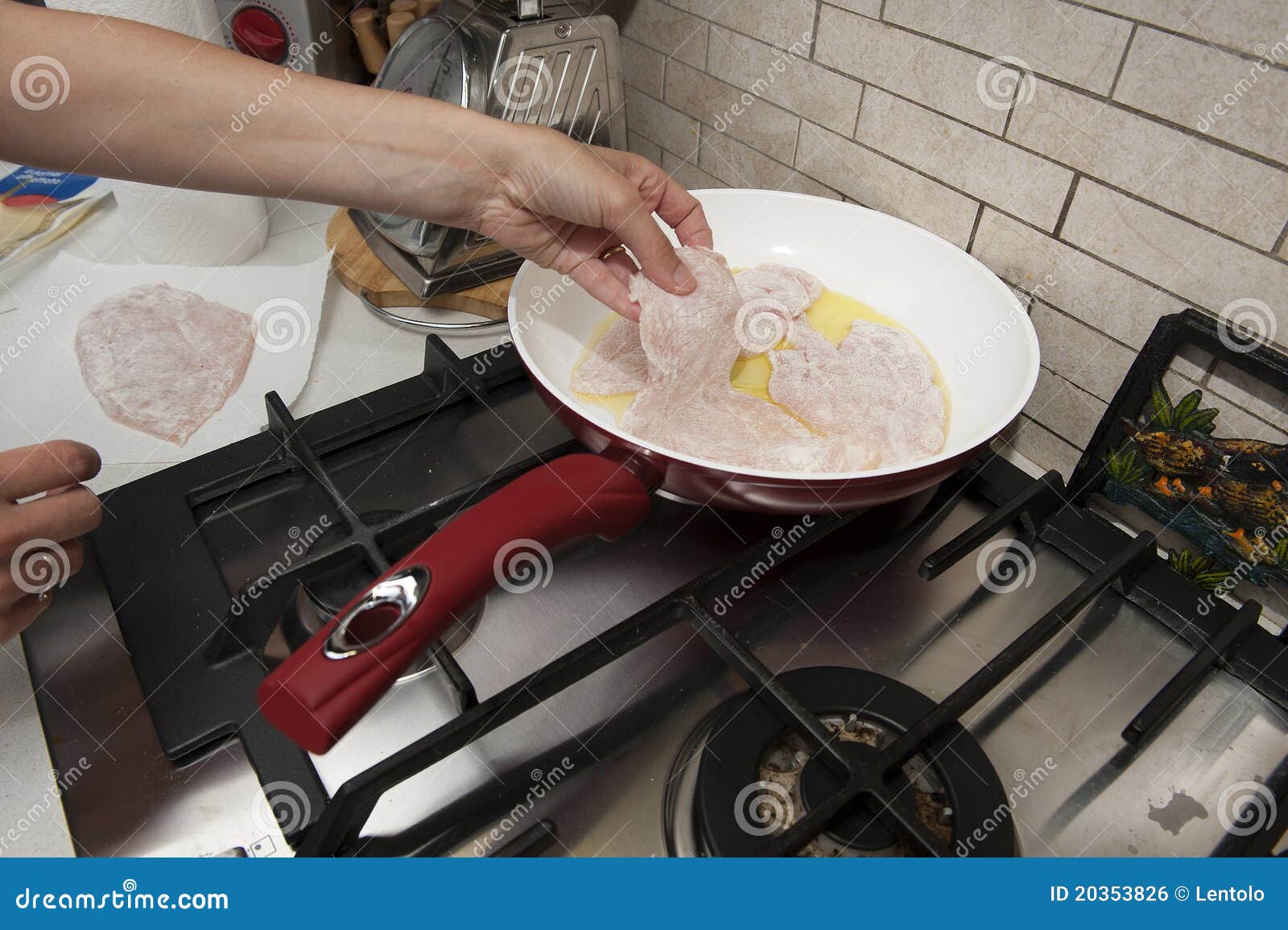 Chef cooking chicken stock photo. Image of preparation - 20353826