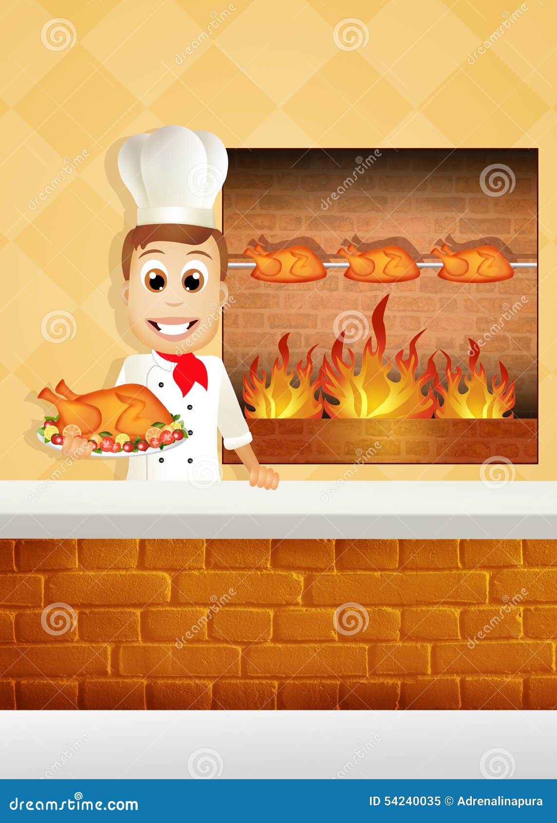 Chef cooking chicken stock illustration. Illustration of cooking - 54240035