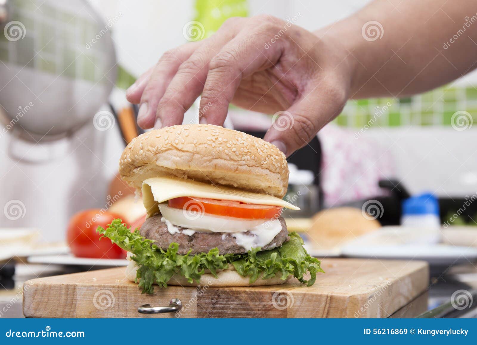 Chef Cooking and Decorated Hamburger Stock Image - Image of cook, fresh ...