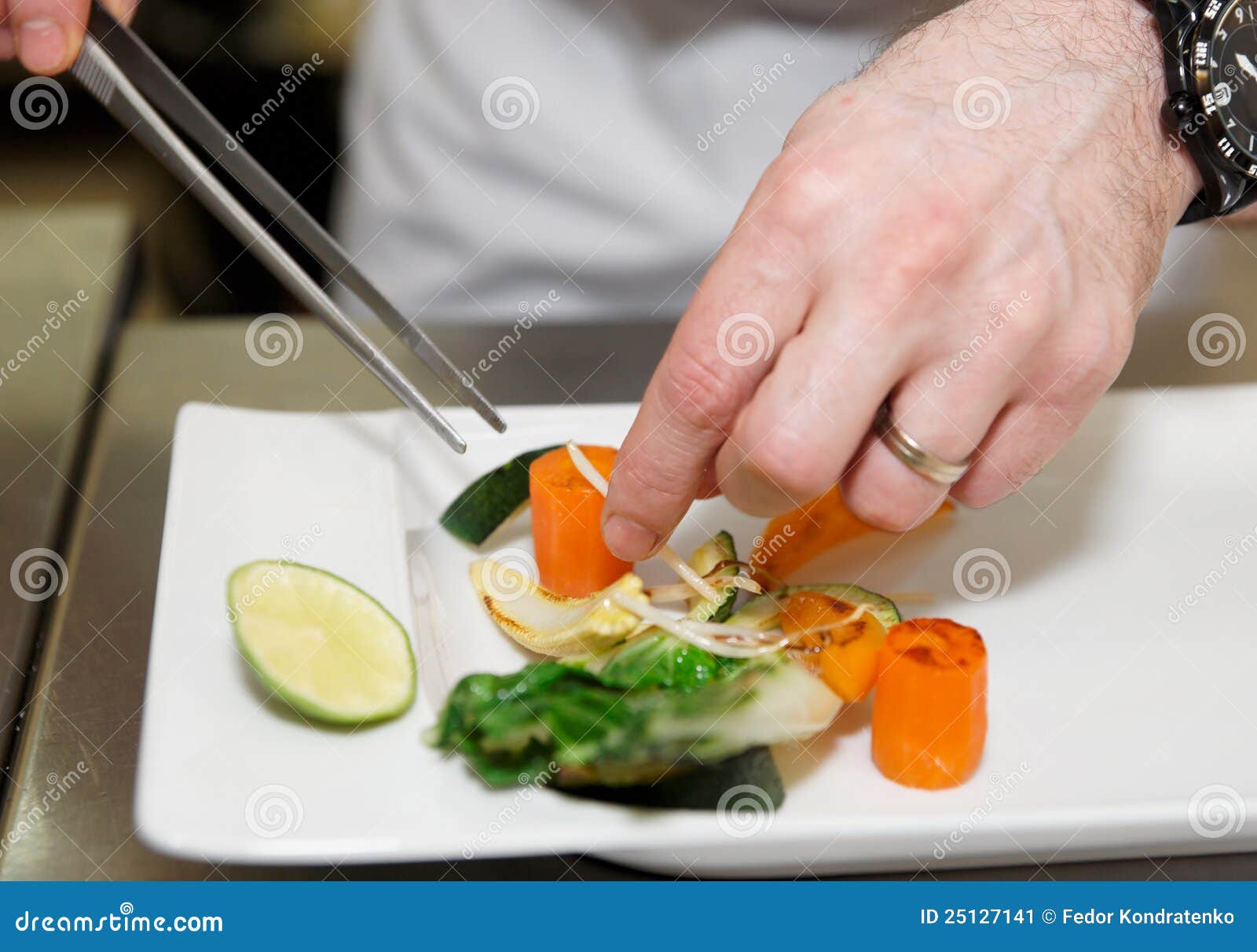 Chef is Cooking Delicious Vegetarian Dish Stock Image - Image of food ...