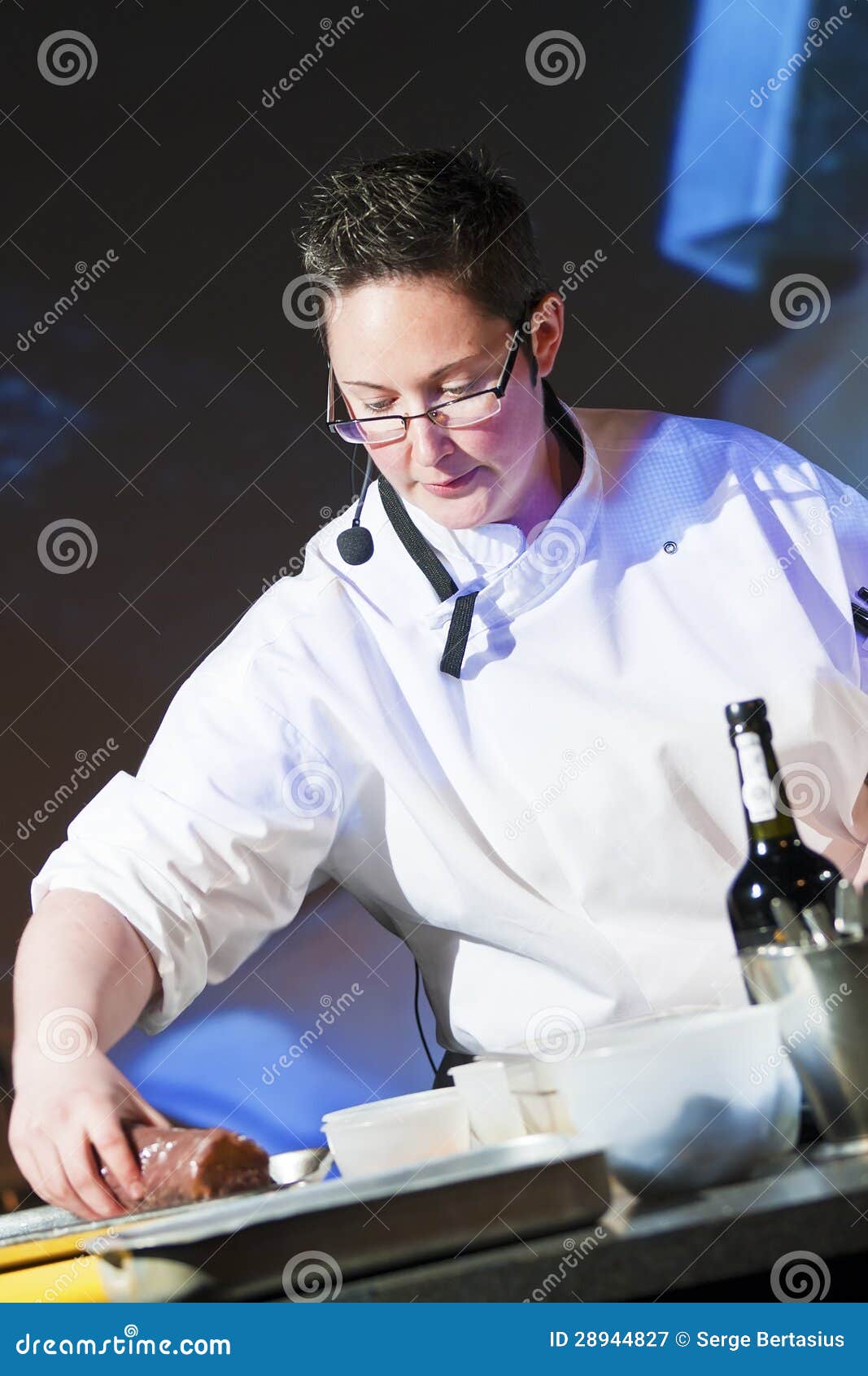 Chef at Cooking Demonstration Stock Image - Image of life, glasses ...