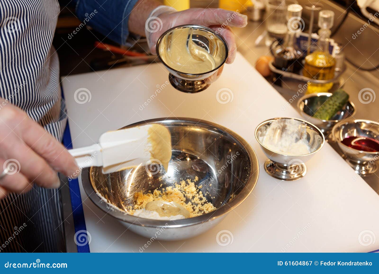Chef is cooking dressing stock image. Image of sauce - 61604867