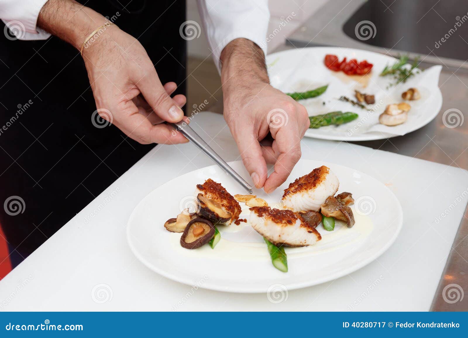 Chef is Cooking a Fish Dish Stock Image - Image of diet, coal: 40280717