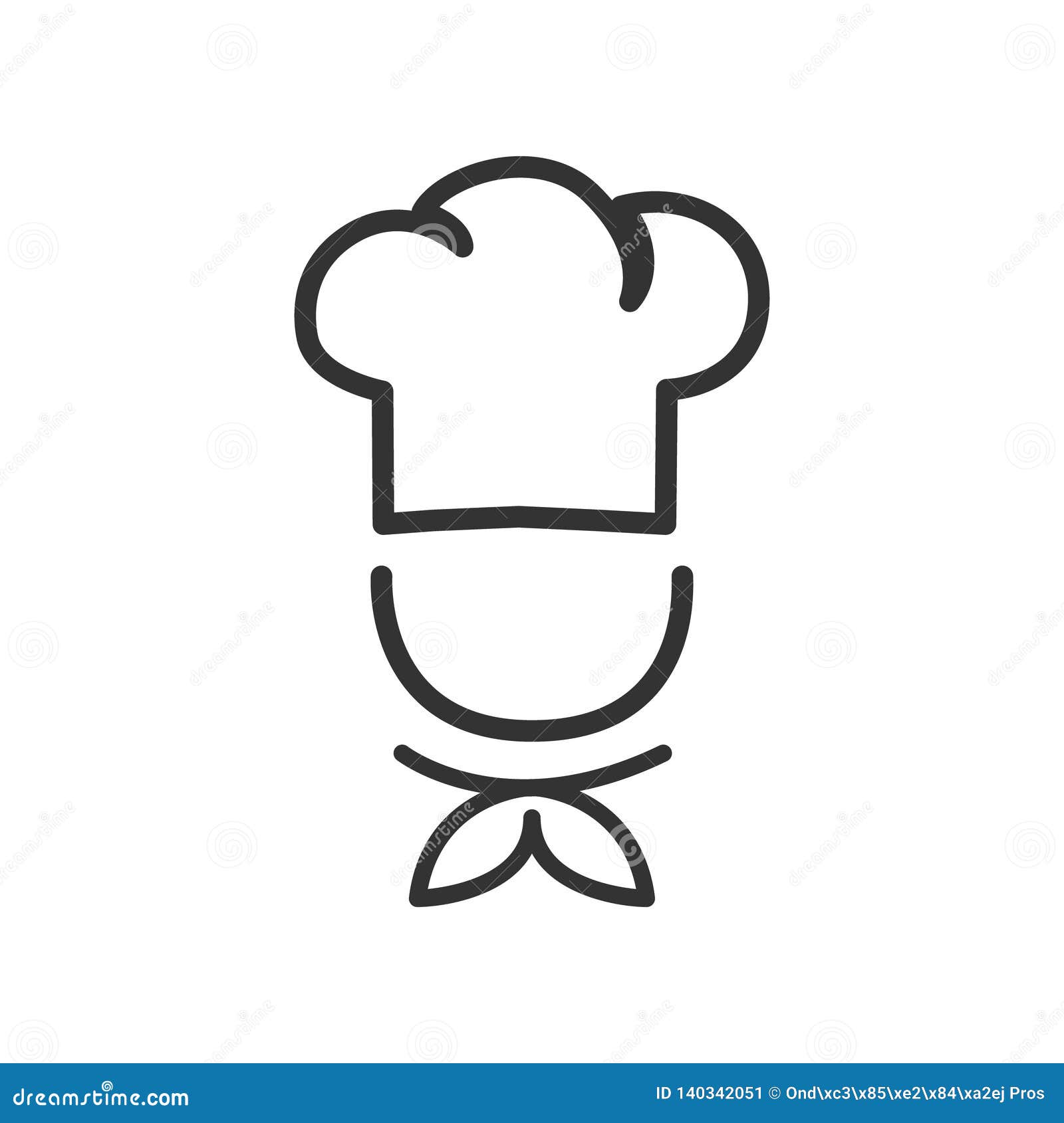 Chef in a Cooking Hat Vector Outline Logo. Kitchen Simple Black Icon ...
