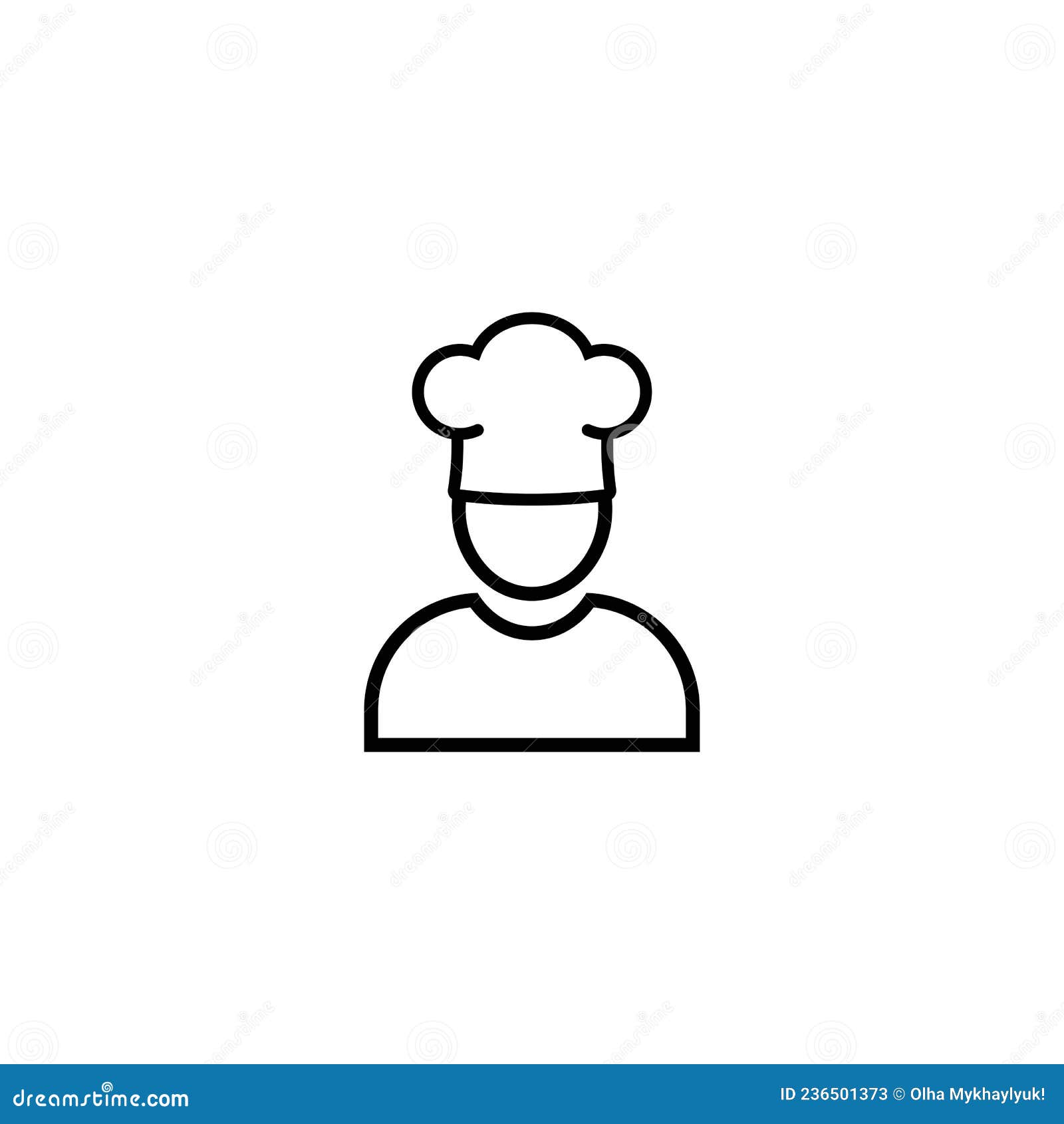Chef in a Cooking Hat Vector Outline Logo. Kitchen Simple Black Icon ...