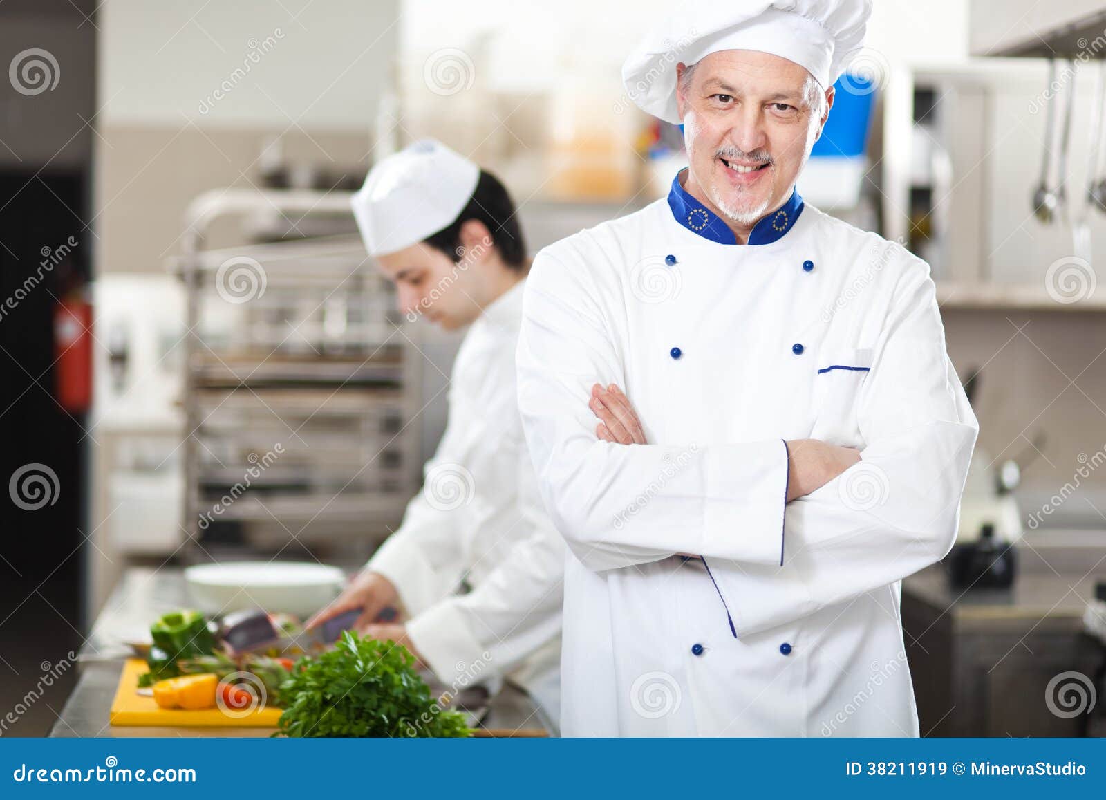 Chef Cooking in His Kitchen Stock Image - Image of restaurant, cookery ...