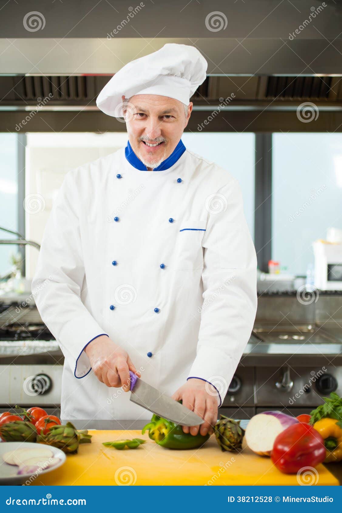 Chef Cooking in His Kitchen Stock Photo - Image of industry, people ...