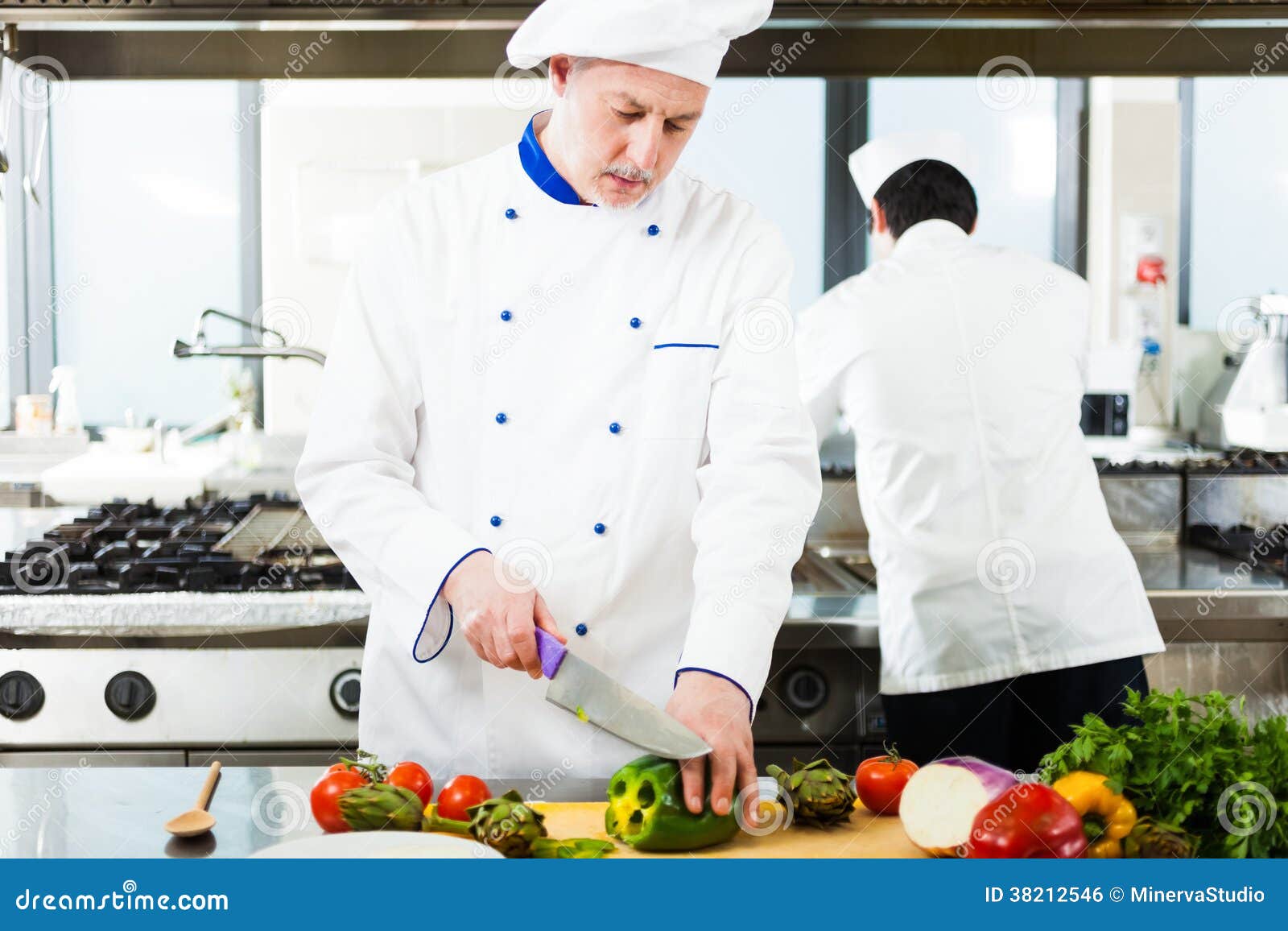 Chef Cooking in His Kitchen Stock Photo - Image of chefs, serious: 38212546