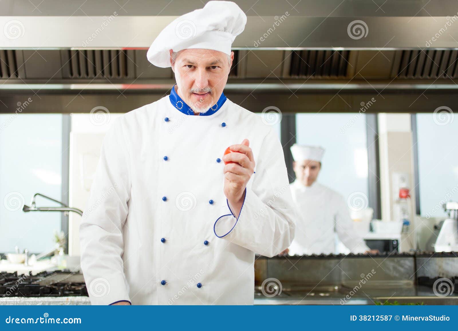 Chef Cooking in His Kitchen Stock Image - Image of handsome, indoor ...