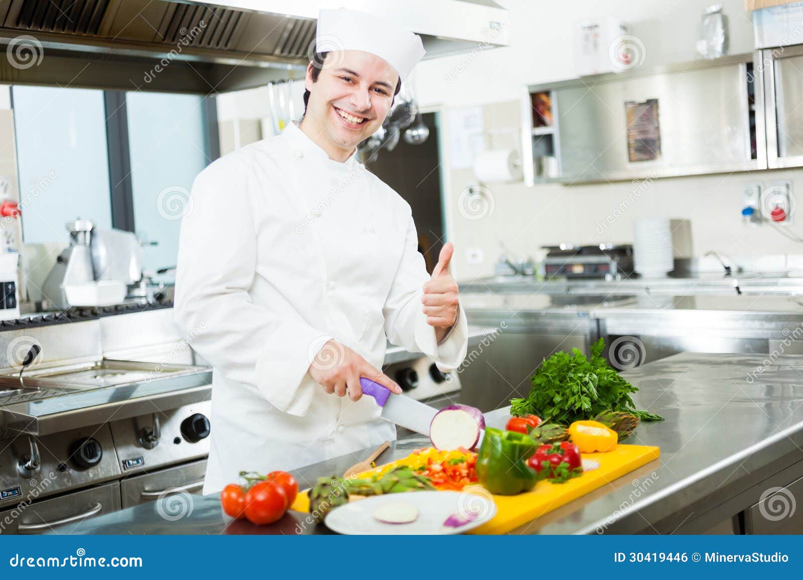 Chef Cooking In His Kitchen Royalty Free Stock Image - Image: 30419446