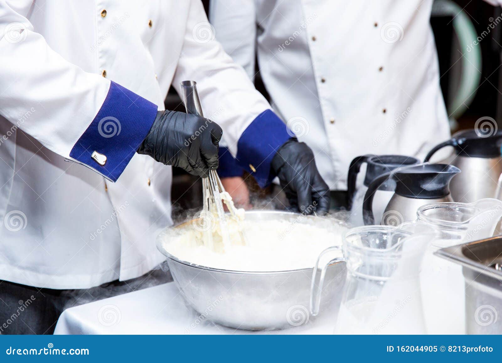 Chef is Cooking Ice Cream with Liquid Nitrogen Stock Image - Image of ...