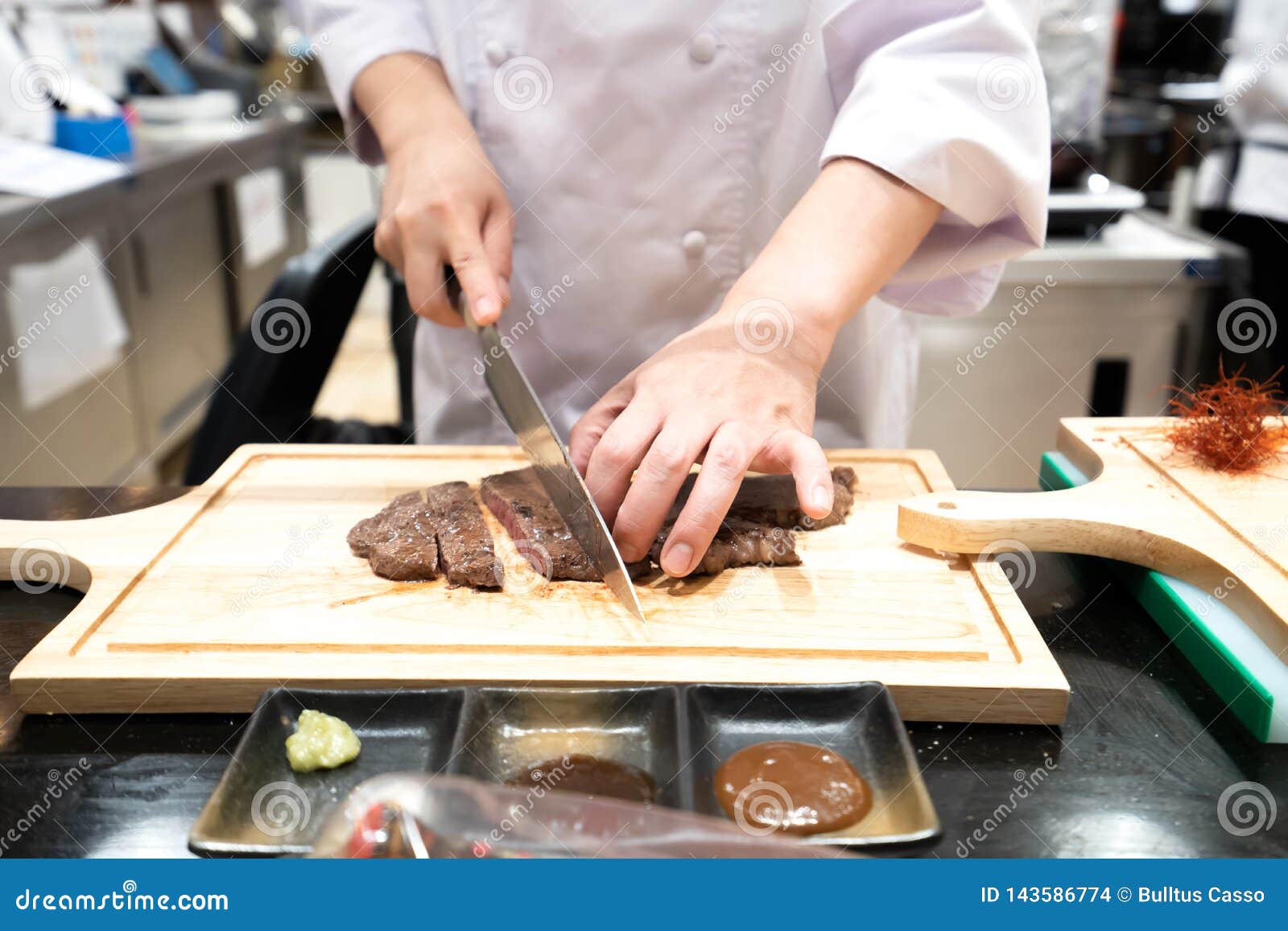 Chef is Cooking Japanese Style at the Restaurant Stock Photo - Image of ...