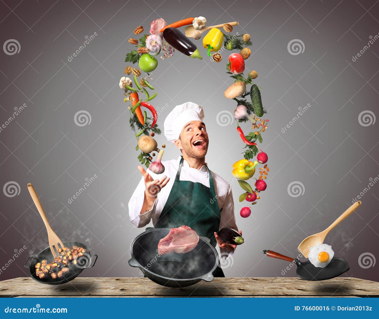 Chef is cooking stock photo. Image of cooking, dining - 76600016