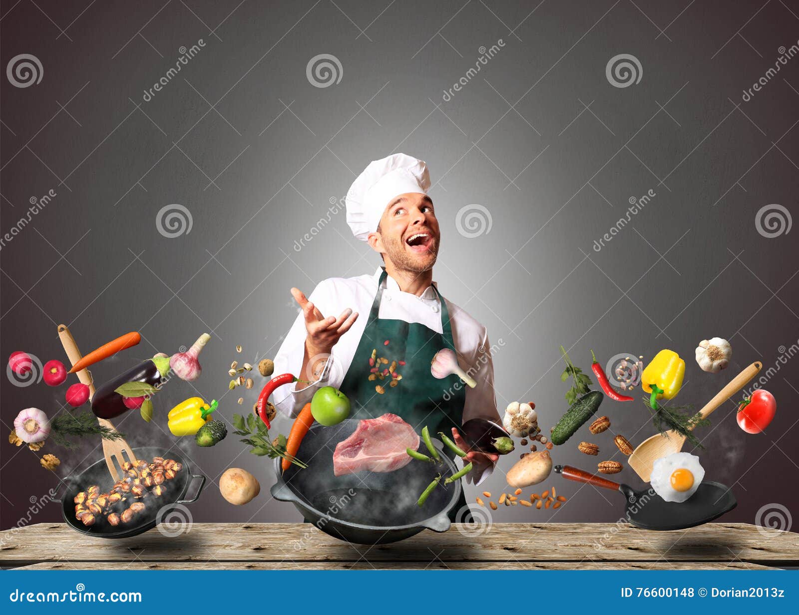 Chef is cooking stock photo. Image of carrot, kitchen - 76600148