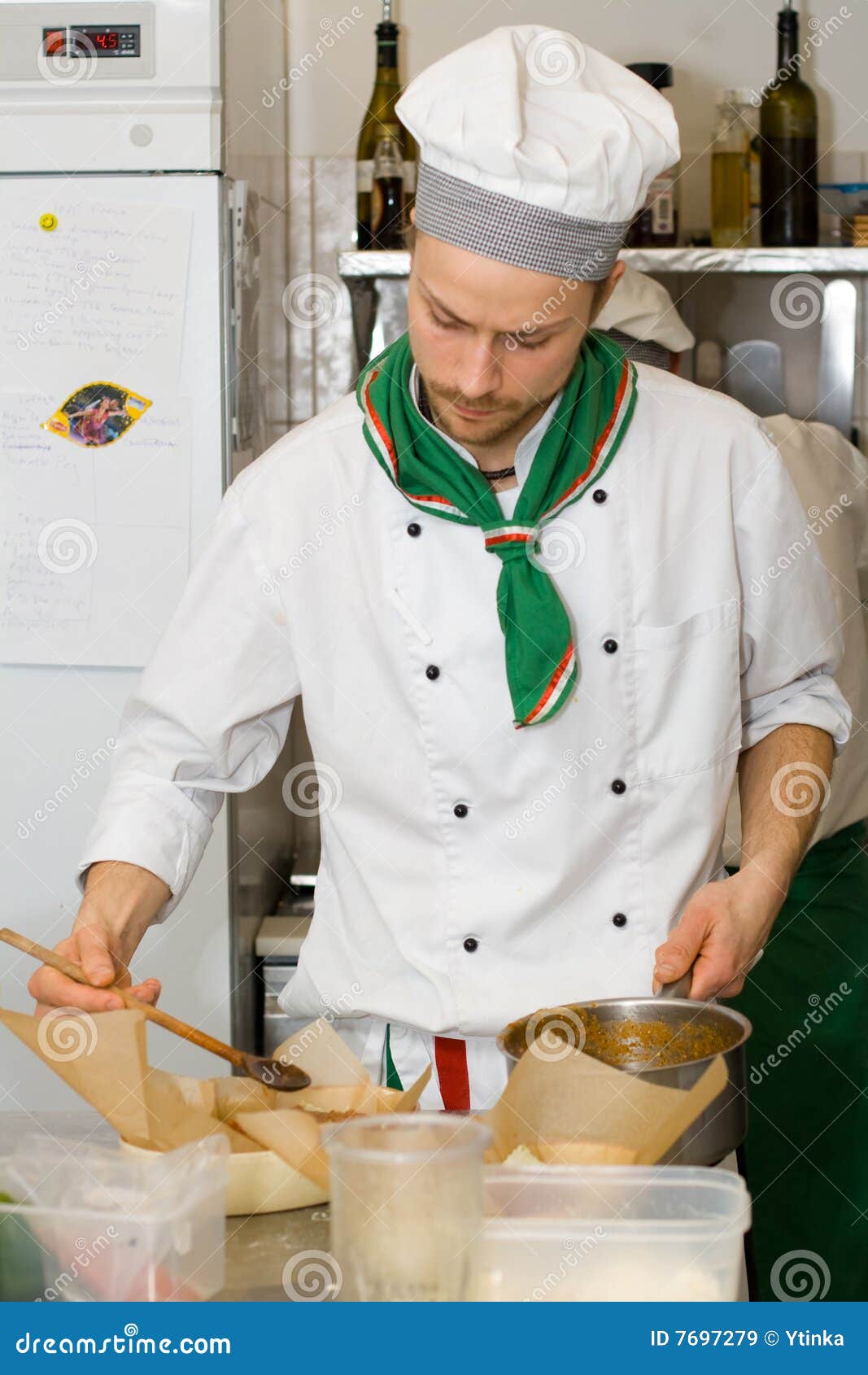 Chef cooking at kitchen stock image. Image of cuisine - 7697279