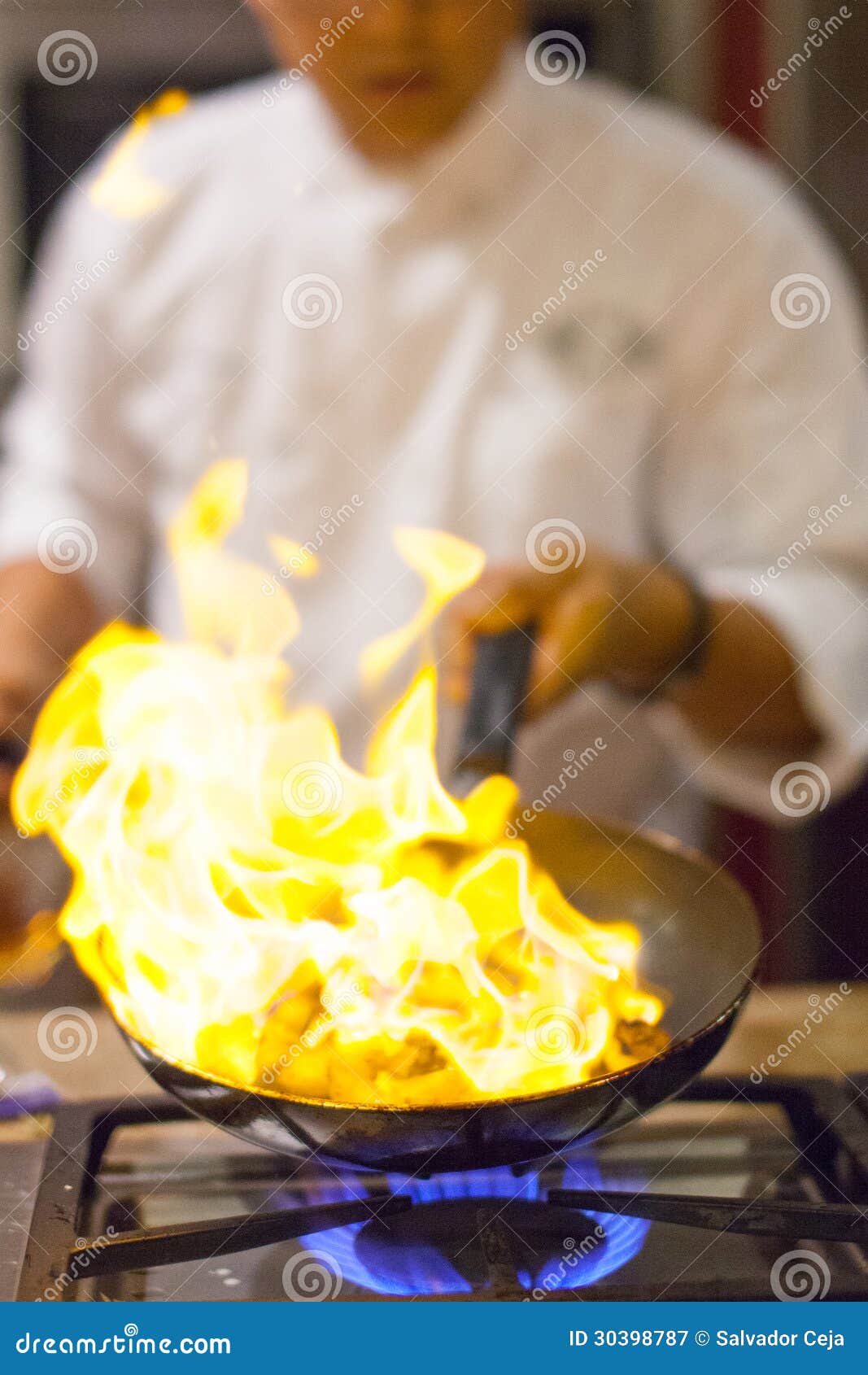 Chef cooking stock image. Image of glow, kitchen, steel - 30398787