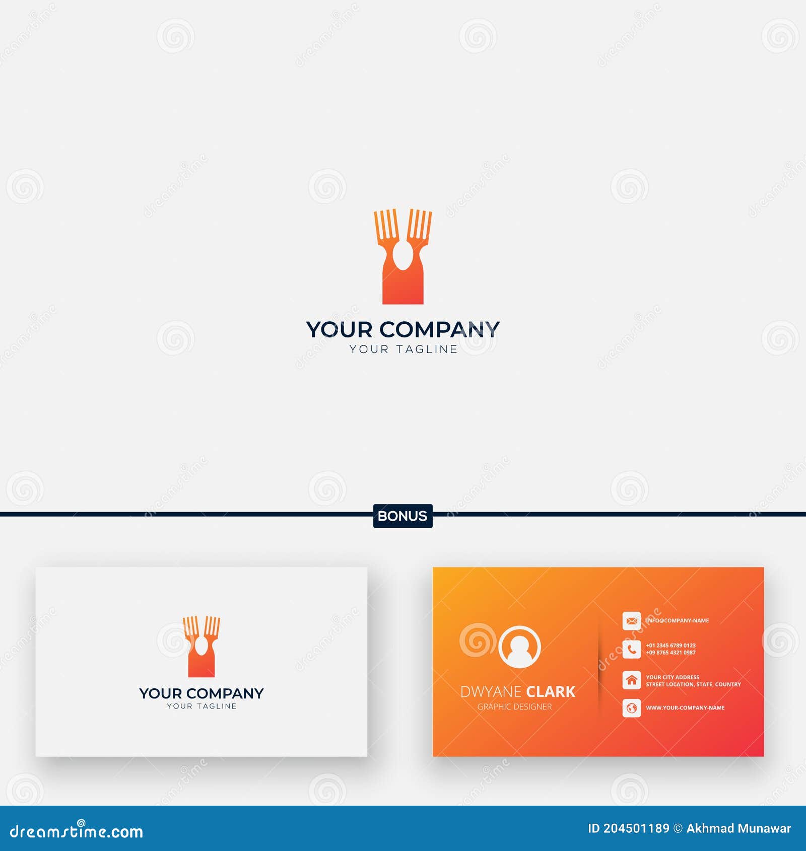 Chef Cooking Logo with Fork and Spoon Logo Stock Vector - Illustration ...