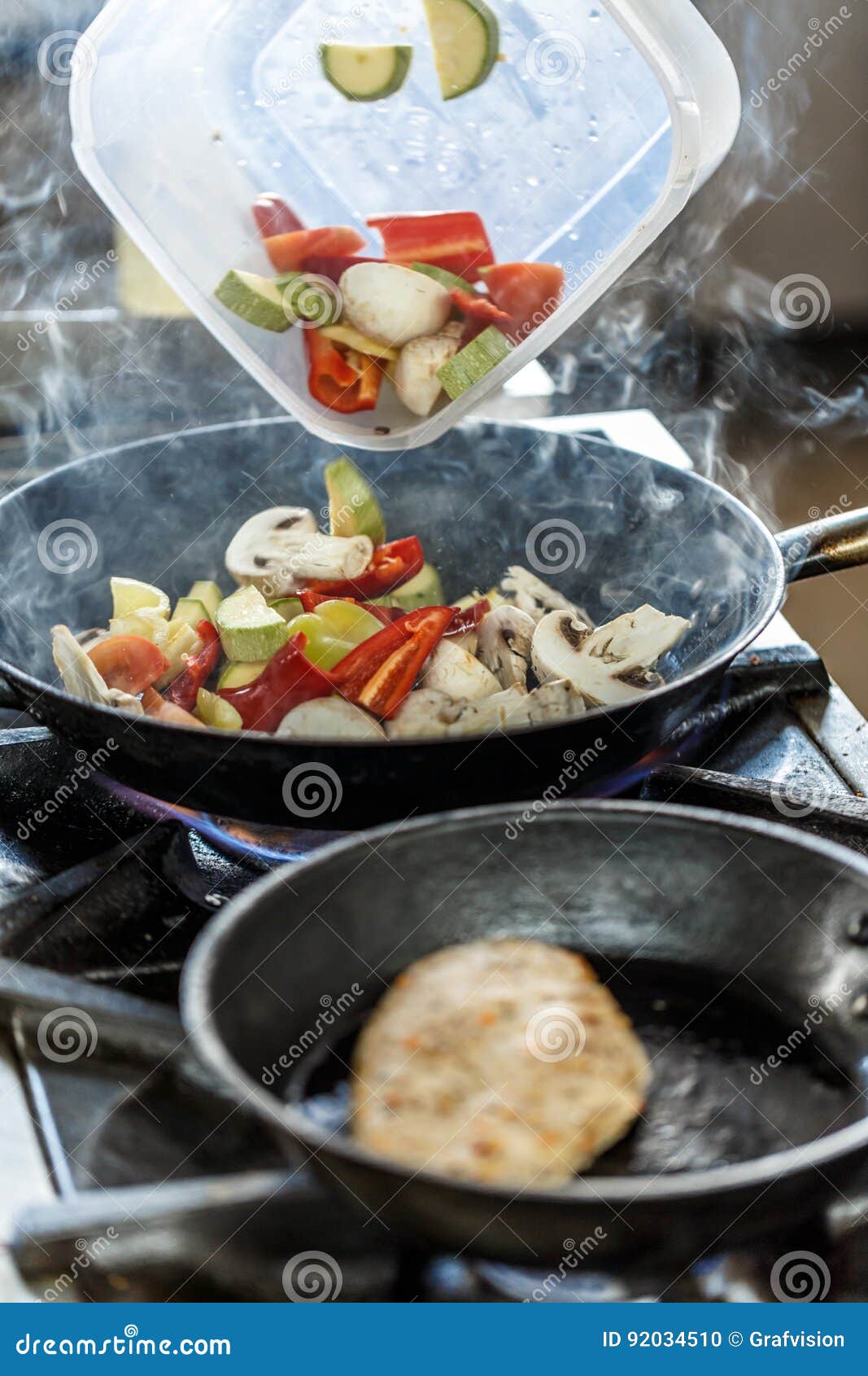 Chef cooking lunch stock photo. Image of frying, roasting - 92034510