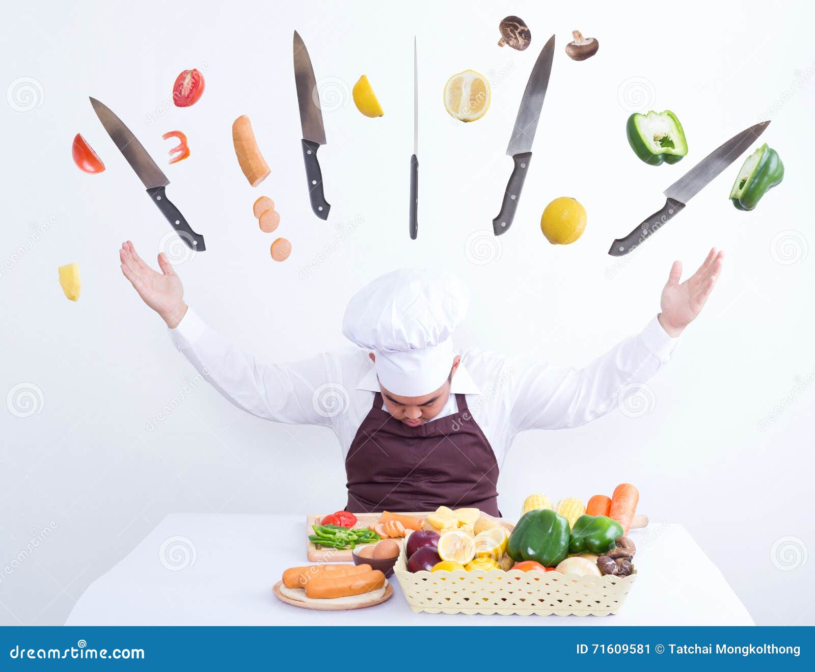Chef Cooking with Magic Concept Stock Image - Image of cook, green ...