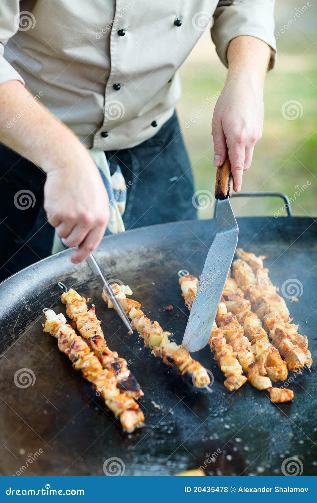 Chef cooking meat stock photo. Image of cuisine, shashlik - 20435478