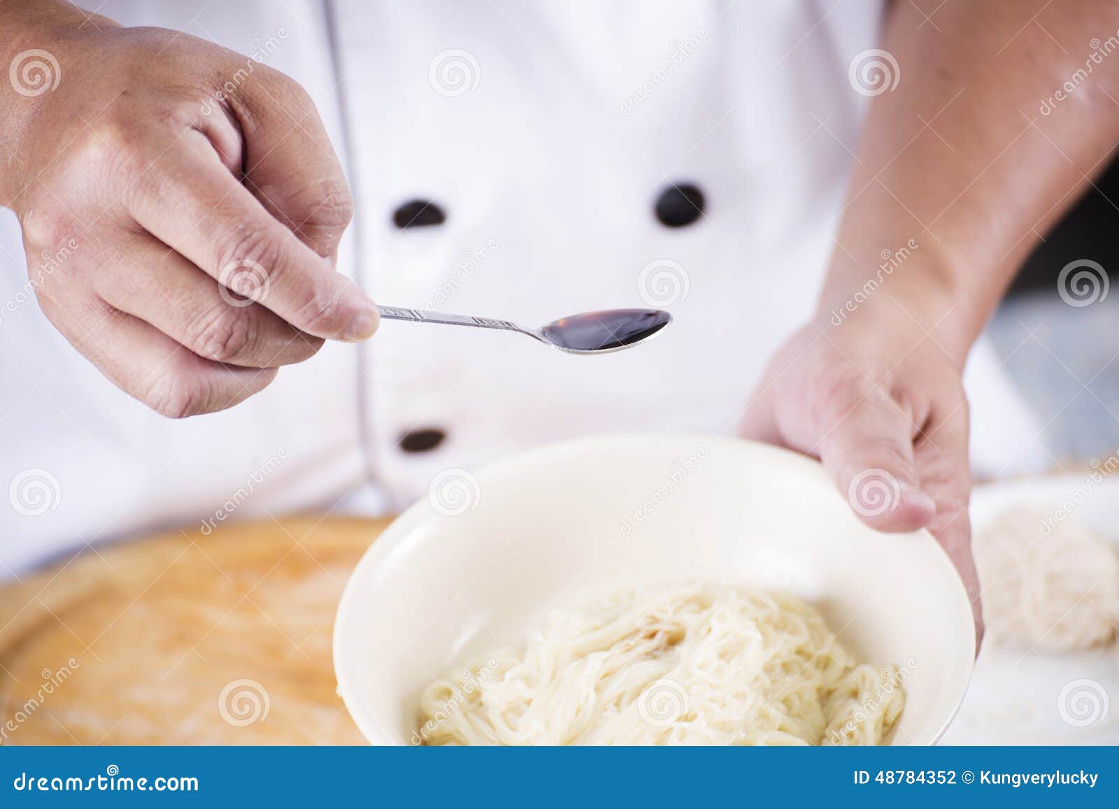 Chef Cooking Noodle with Seasoning Sauce Stock Photo - Image of asian ...