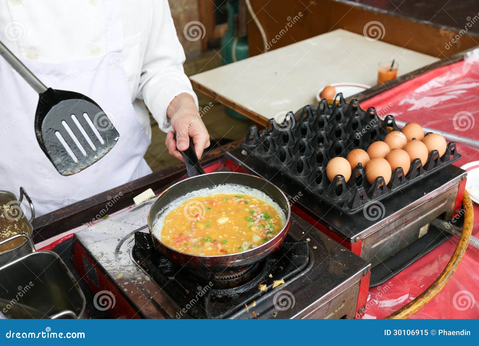 A Chef is Cooking an Omelet Stock Image - Image of hotel, fresh: 30106915