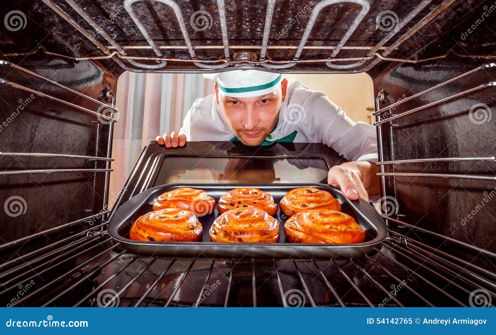 Chef cooking in the oven. stock image. Image of fudge - 54142765