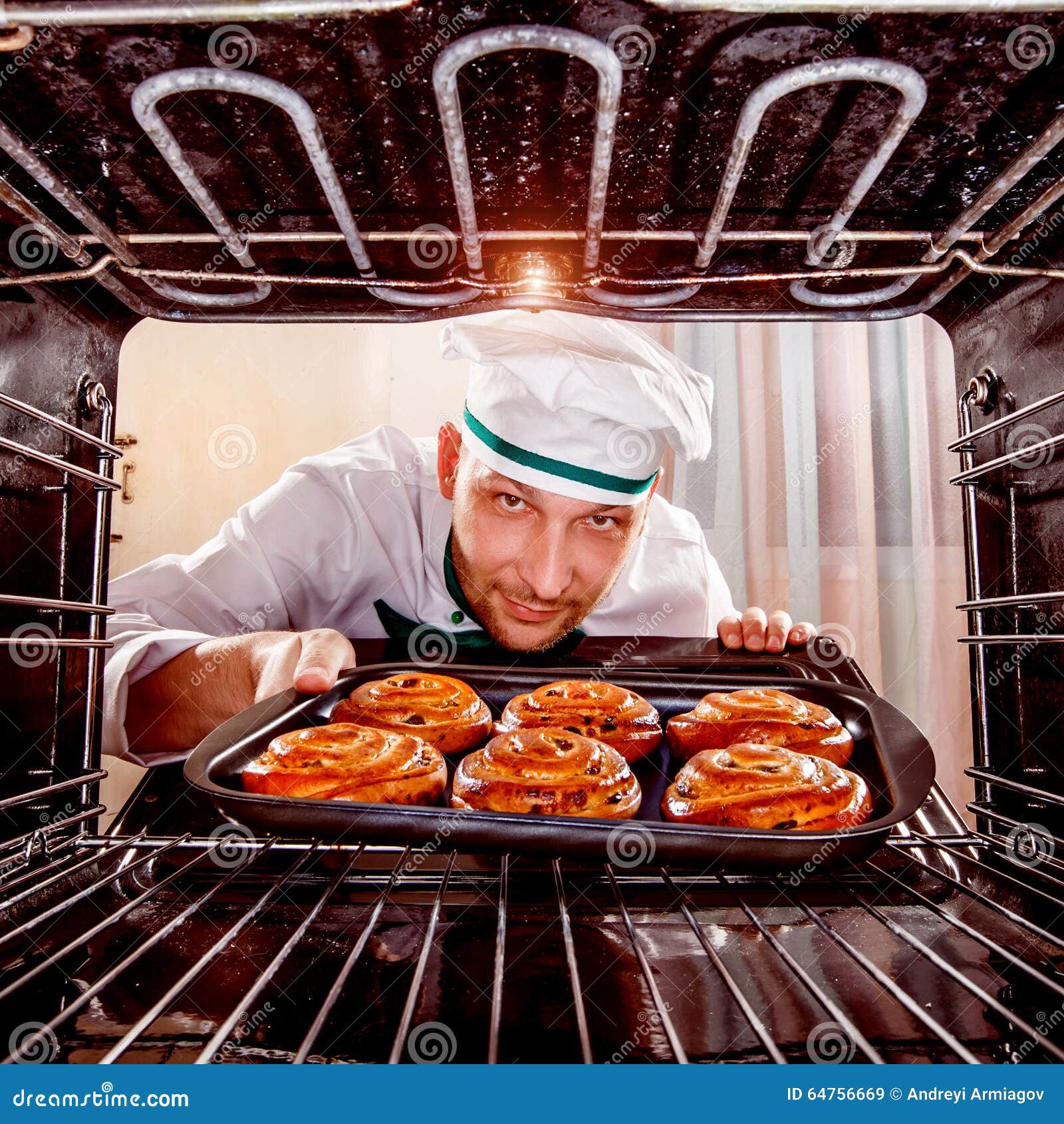 Chef cooking in the oven. stock image. Image of cuisine - 64756669