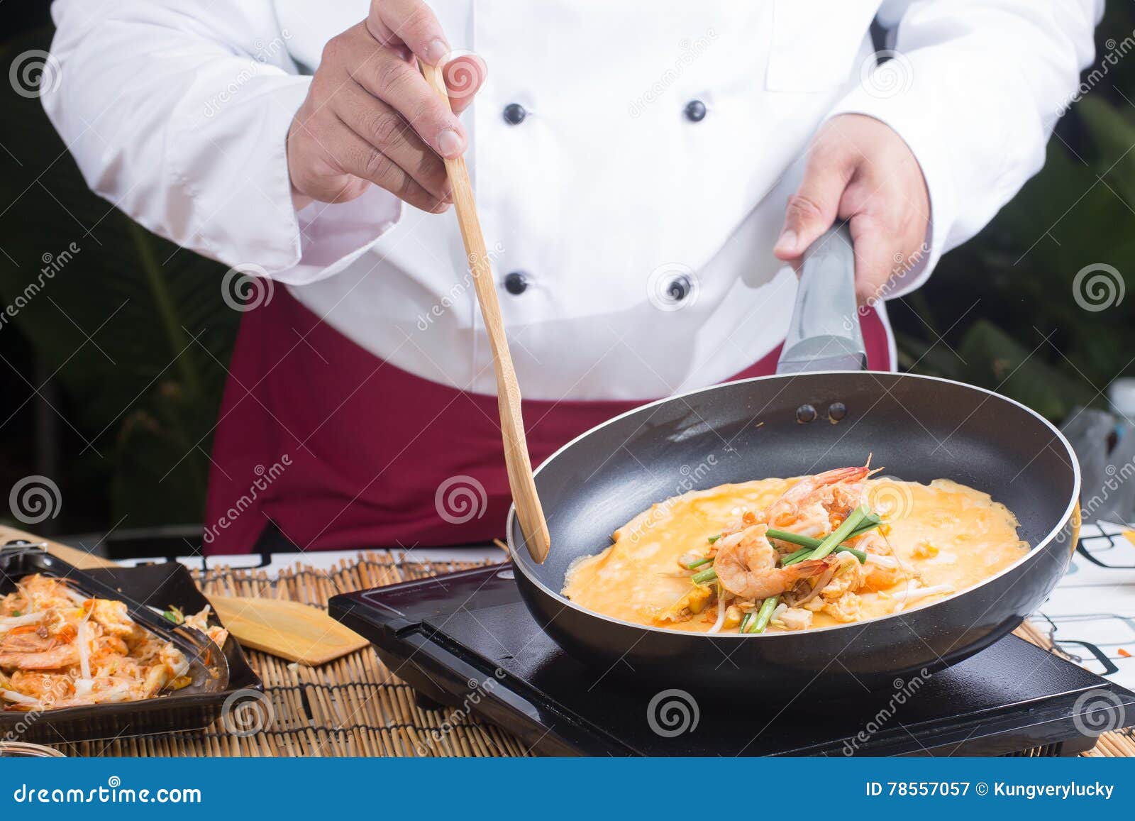 Chef Cooking Pad Thai Wraped with Egg Stock Image - Image of fresh ...