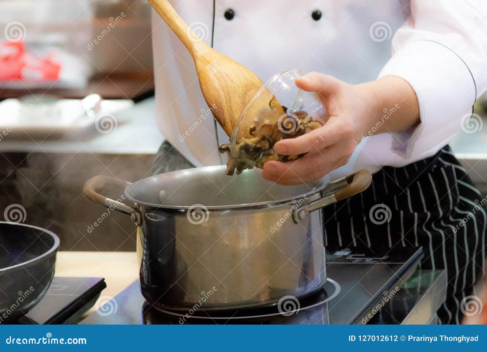 Chef Cooking Pasta in a Pot in the Kitchen, Chef Preparing Food, Meal ...