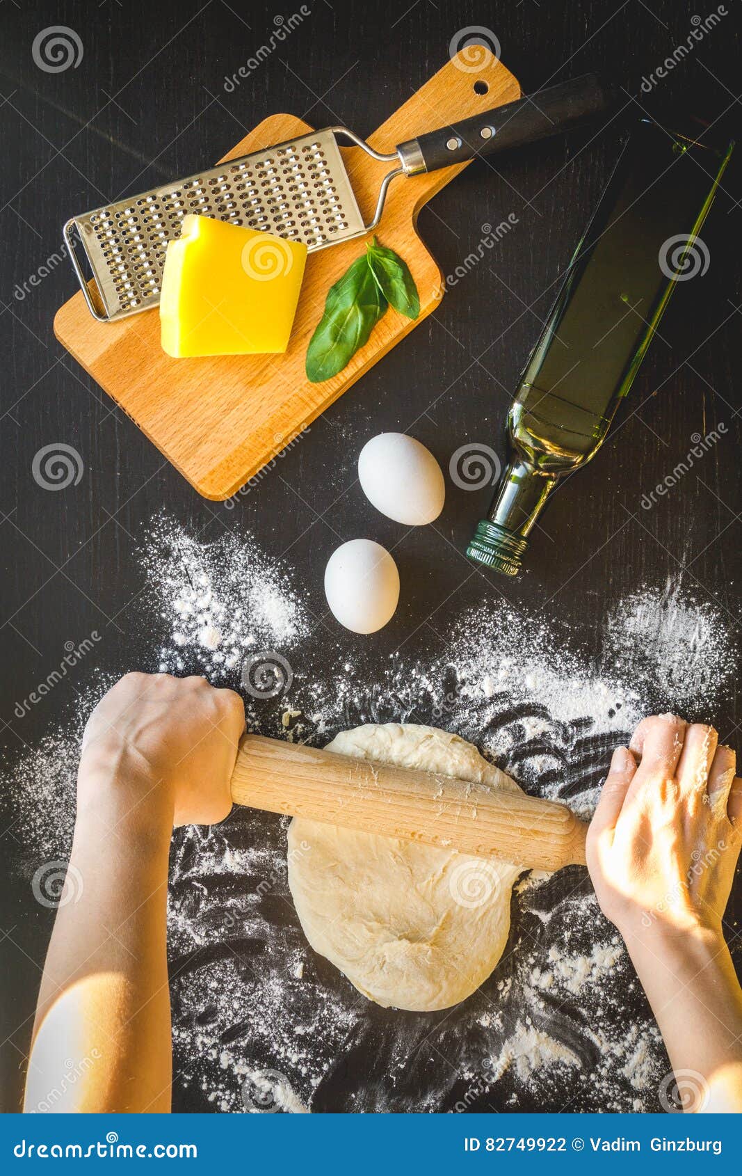 Chef Cooking Pasta Top View On Dark Background Royalty-Free Stock Image ...