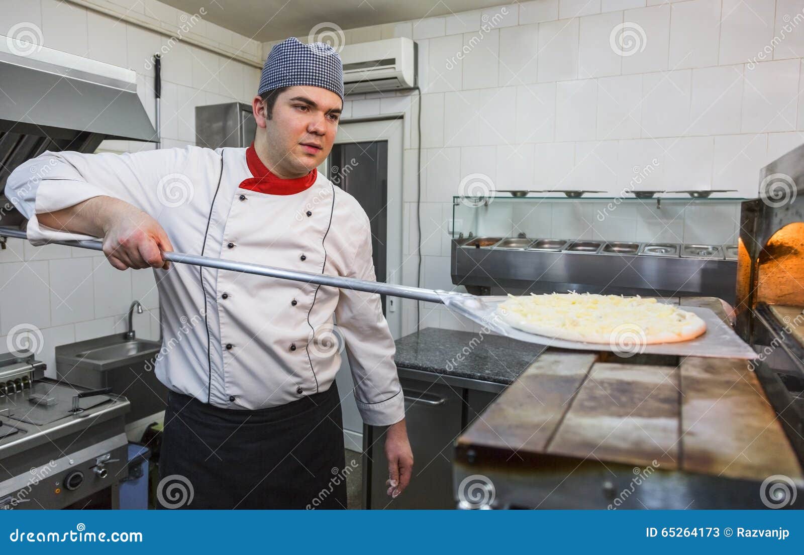 Chef Cooking Pizza stock image. Image of fast, shovel - 65264173