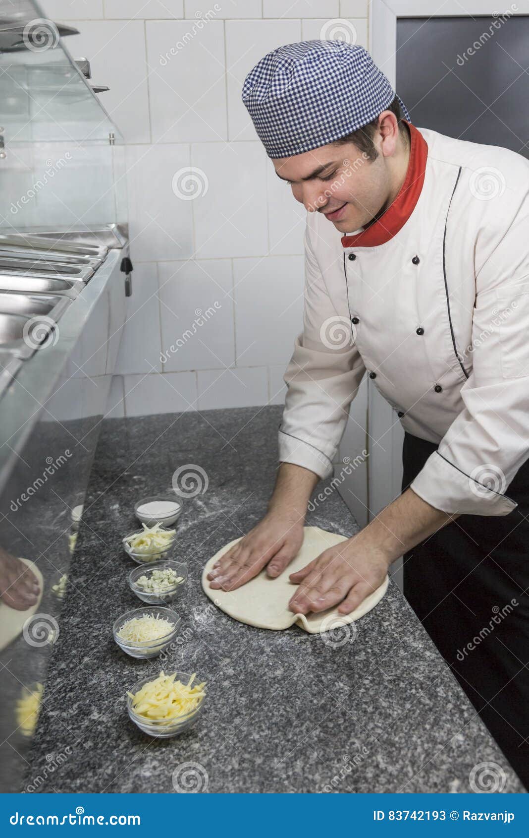 Chef Cooking Pizza stock image. Image of preparing, cooking - 83742193