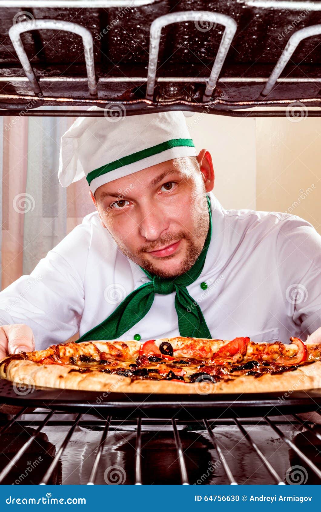 Chef Cooking Pizza in the Oven. Stock Photo - Image of brased, food ...