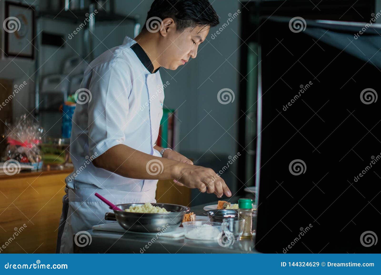 Asian Chef Preparing Sushi, Omakase Style Japanese Traditional ...
