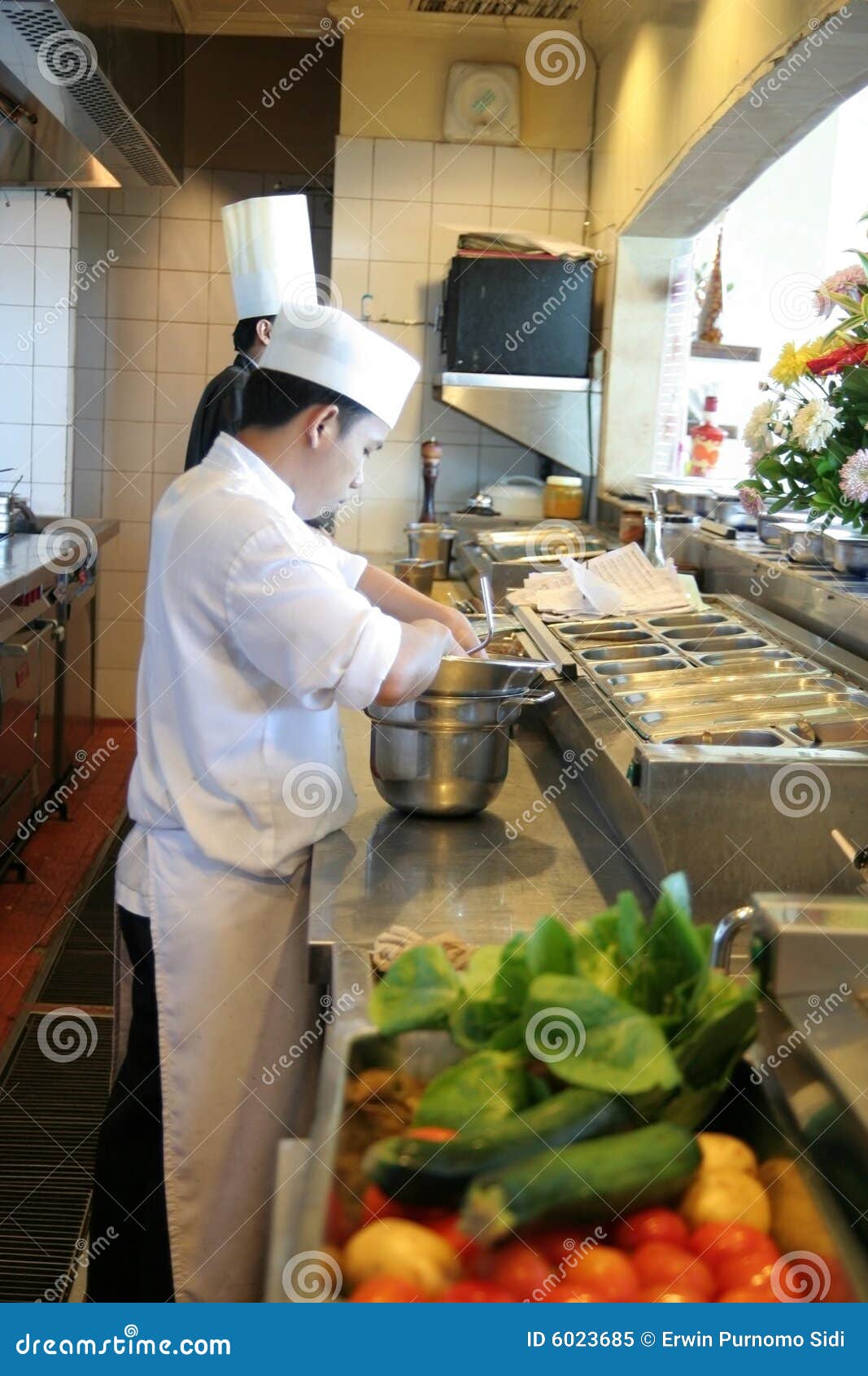 Chef Cooking at Restaurant Kitchen Stock Image - Image of employee ...