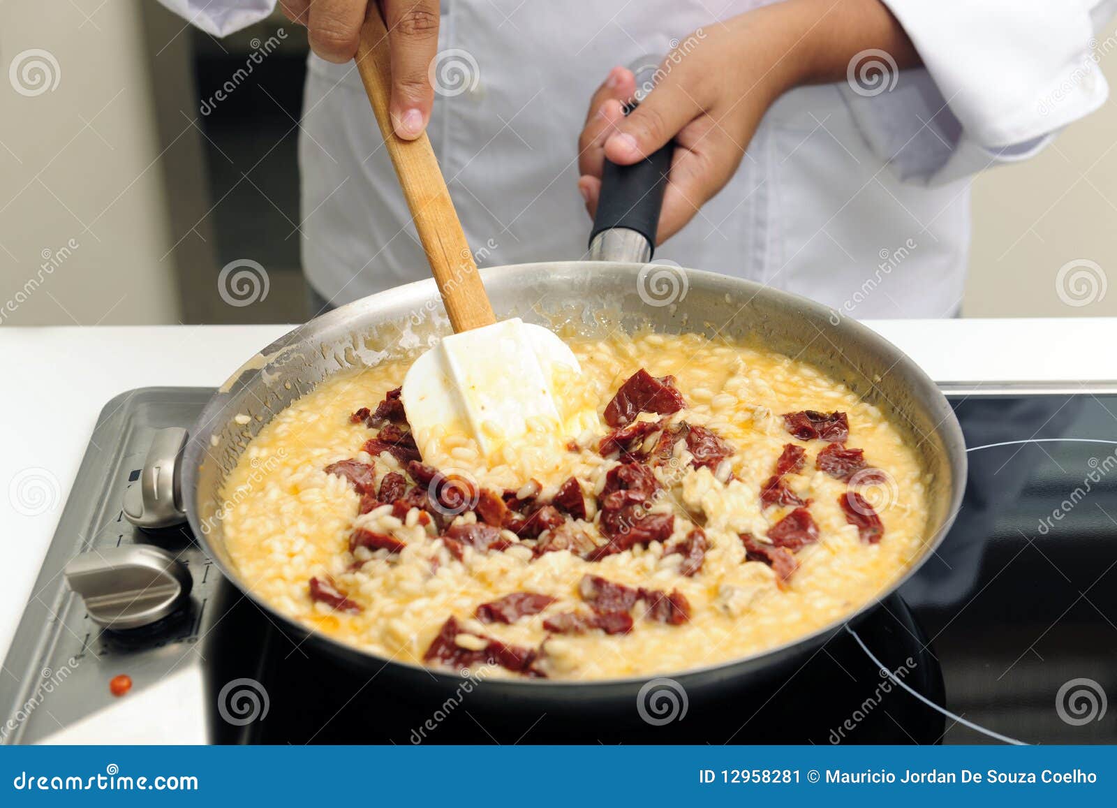 Chef Cooking Risotto with Dried Tomato Stock Image - Image of preparing ...