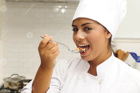 Chef Cooking Risotto Having a Taste Stock Photo - Image of dinner ...