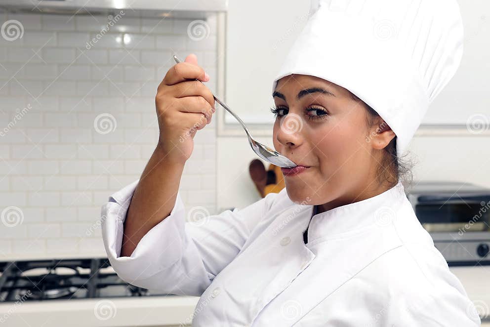 Chef Cooking Risotto Having Taste Stock Image - Image of making, rice ...