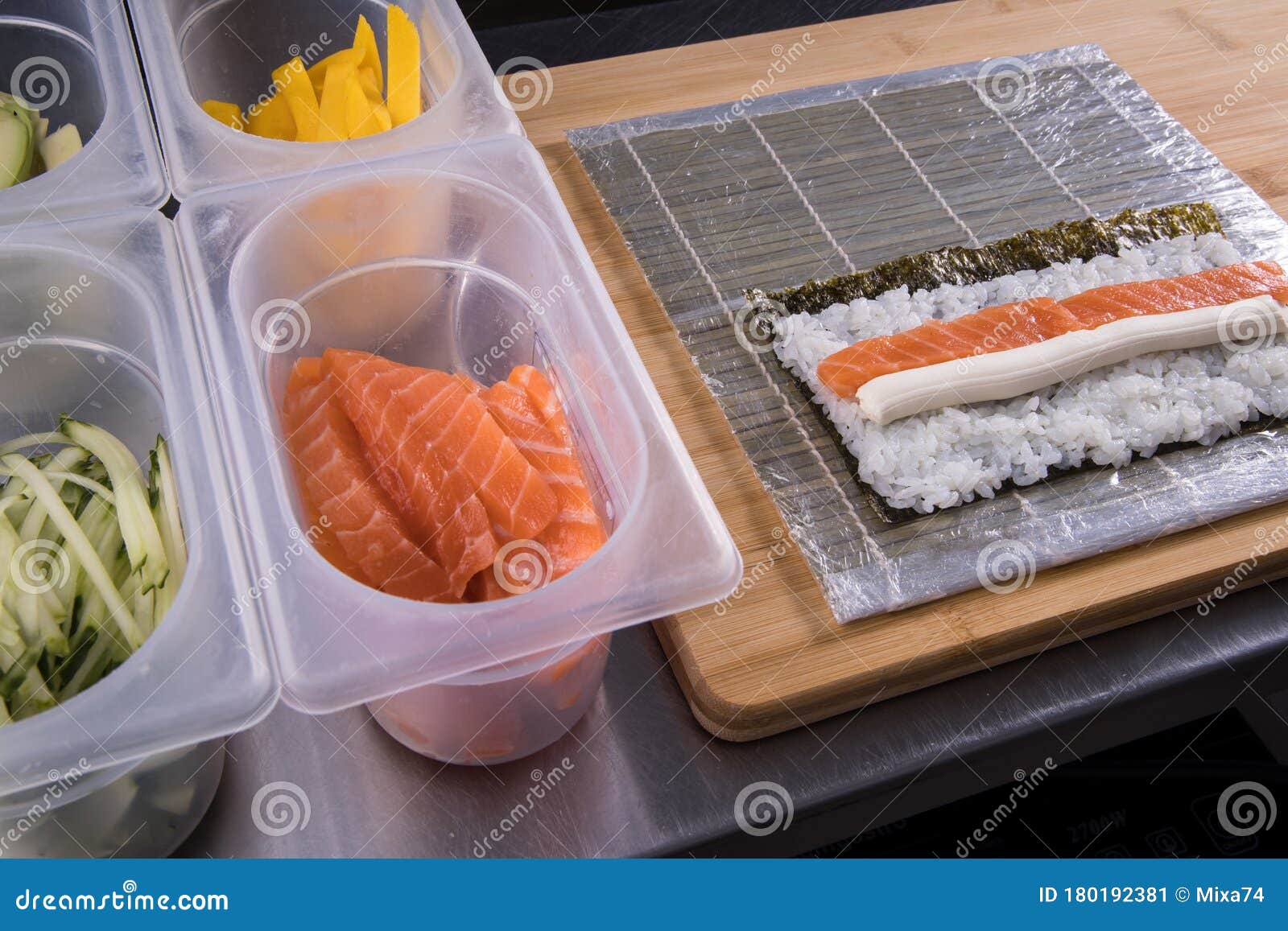 Chef Cooking Rolls in Restaurant Kitchen35 Stock Image - Image of ...