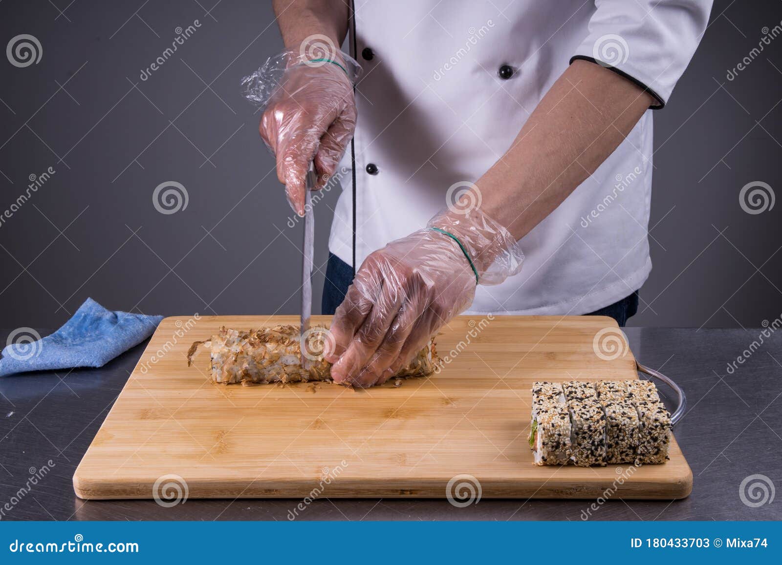 Chef Cooking Rolls in Restaurant Kitchen29 Stock Image - Image of ...