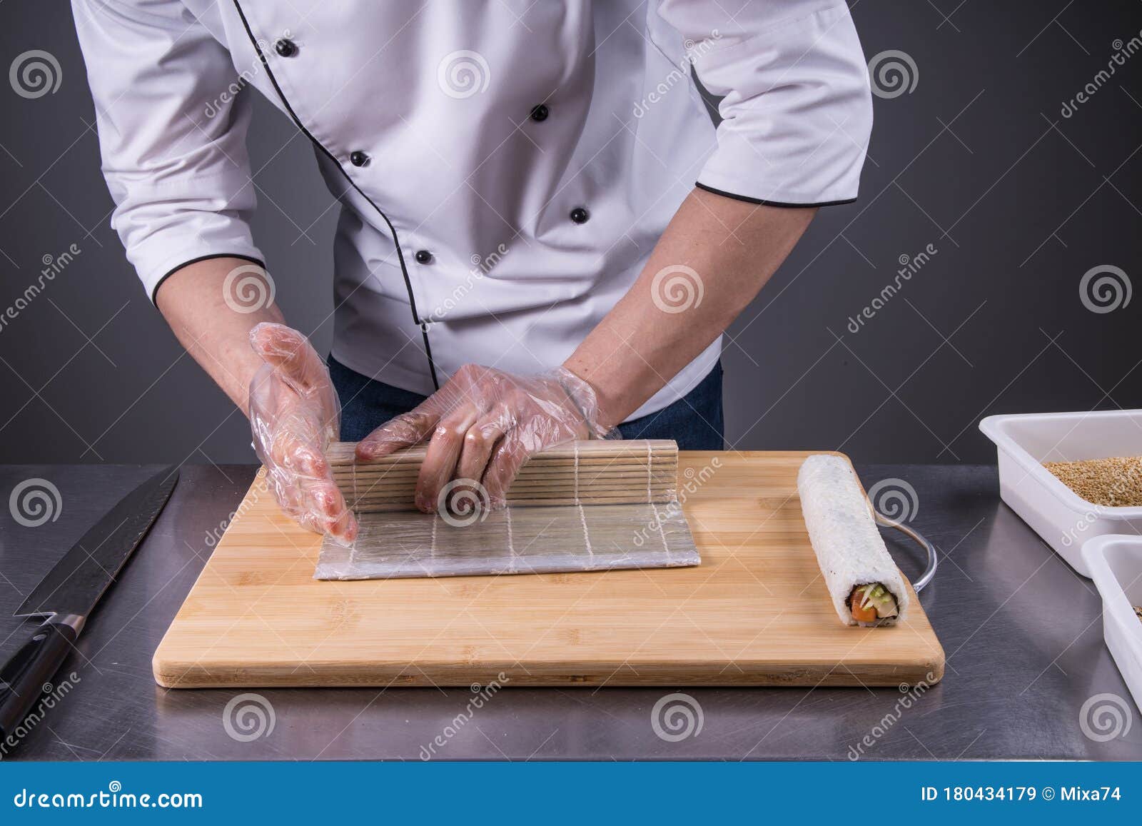 Chef Cooking Rolls in Restaurant Kitchen28 Stock Image - Image of ...