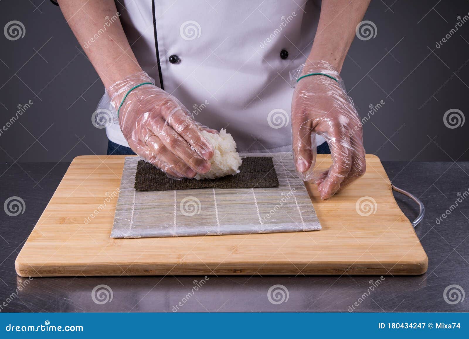 Chef Cooking Rolls in Restaurant Kitchen23 Stock Image - Image of ...