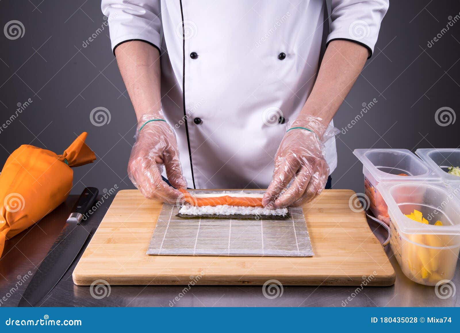 Chef Cooking Rolls in Restaurant Kitchen9 Stock Photo - Image of person ...
