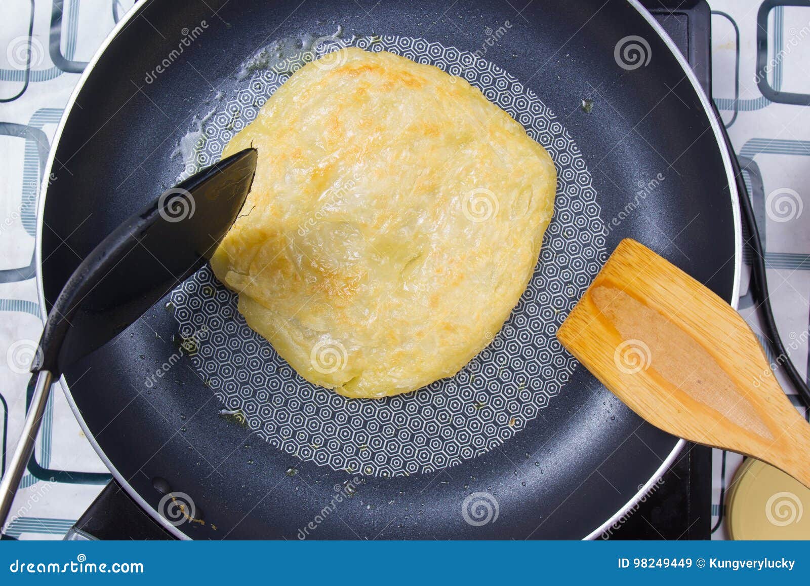Chef Cooking Roti in the Pan Home Mate Style Stock Image - Image of ...