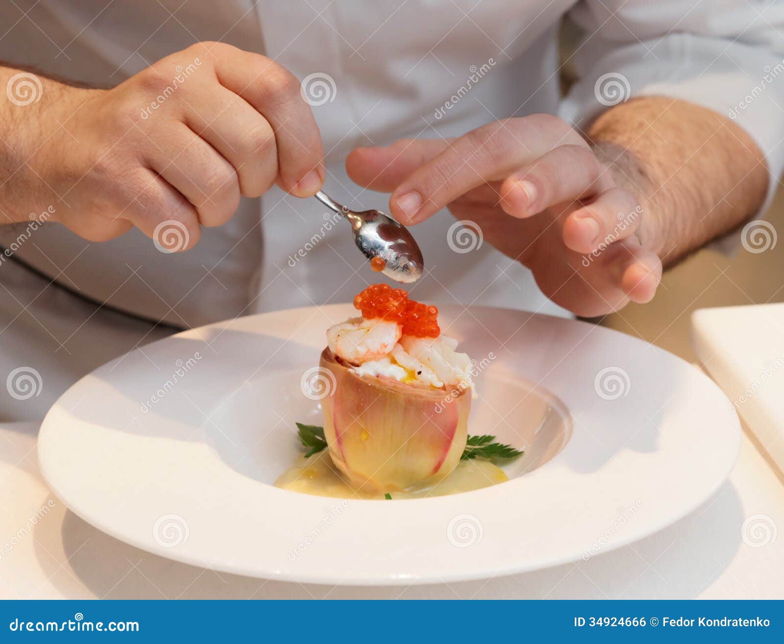 Chef is Cooking a Seafood Appetizer Stock Photo - Image of lunch ...
