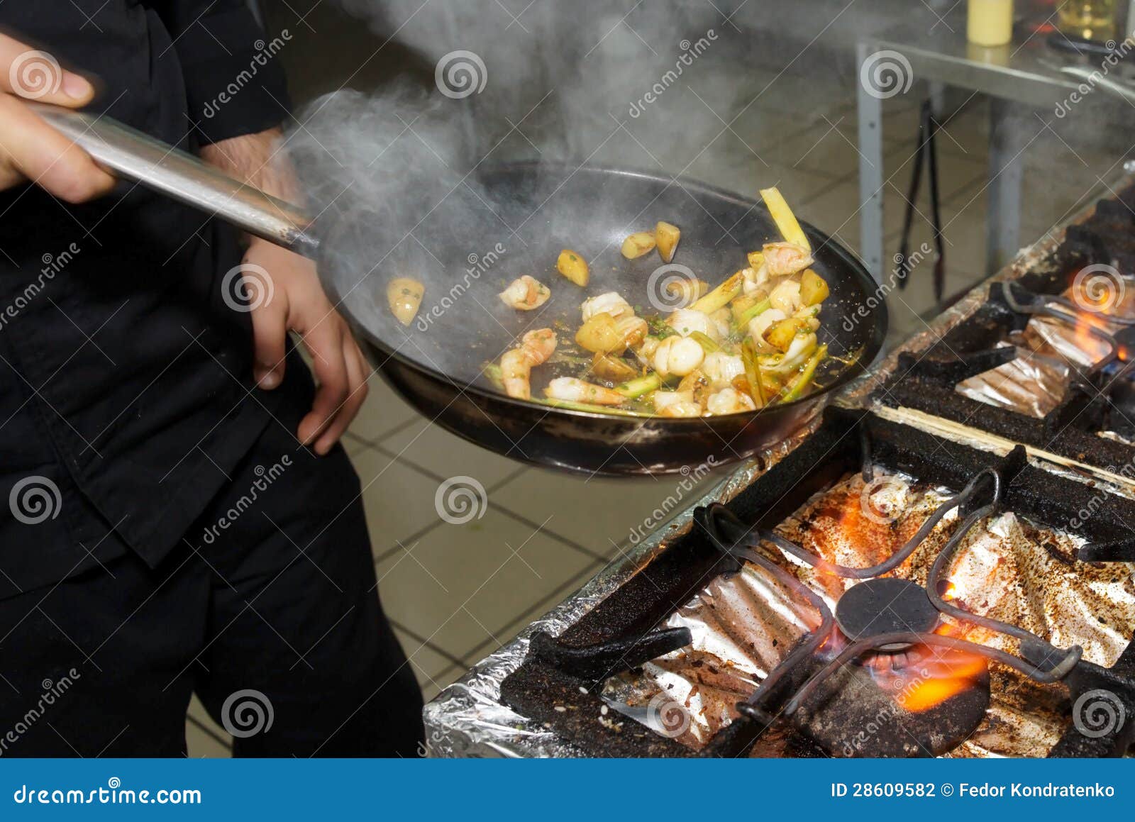 Chef is Cooking Seafood Dish Stock Photo - Image of unhygienic, eating ...