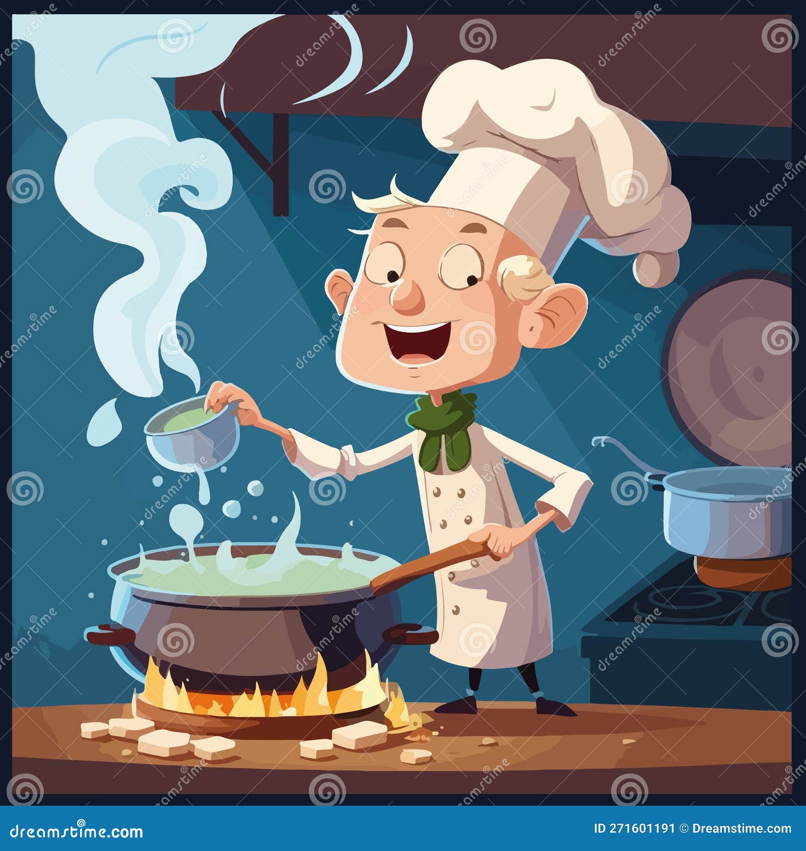 Chef Cooking Soup in the Kitchen. Stock Vector - Illustration of style ...