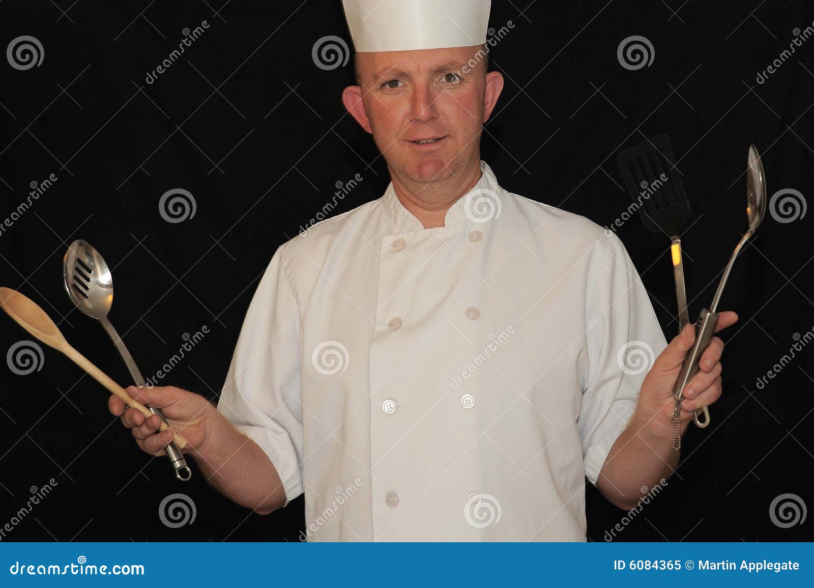 Chef with cooking utensils stock image. Image of professional - 6084365